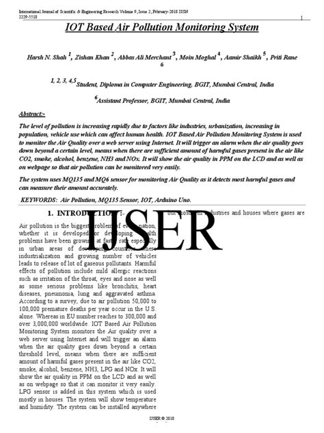 Ijser Iot Based Air Pollution Monitoring System Pdf Air Pollution