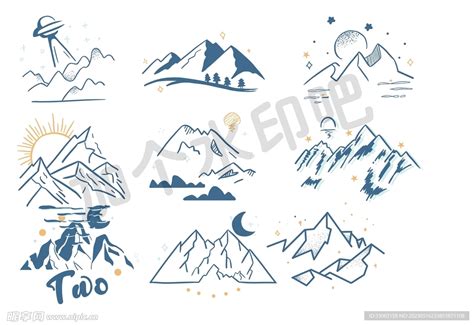 班服山峰简笔画高清分层设计图 Psd分层素材 Psd分层素材 设计图库 昵图网