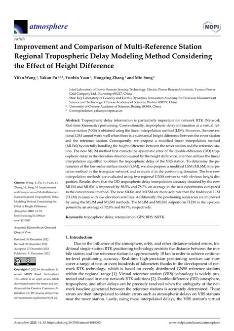 Pdf Improvement And Comparison Of Multi Reference Station Regional Tropospheric Delay Modeling