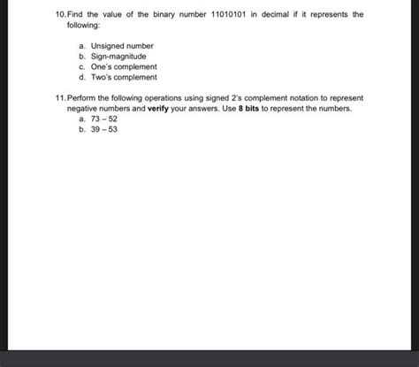 Solved 10 Find The Value Of The Binary Number 11010101 In