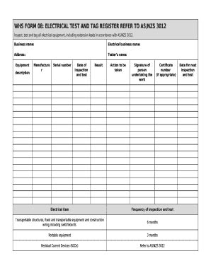 Test And Tag Register Template Doc Template PdfFiller
