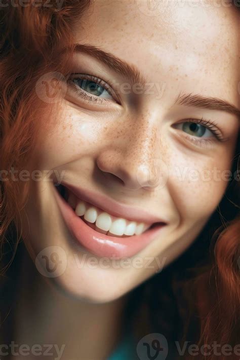 Ai Generative Cheerful Freckled Young Woman Looking Away Smiling