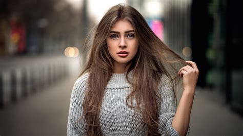 Long Hair Brunette Beautiful Girl Wallpaper Iphone Full Hd