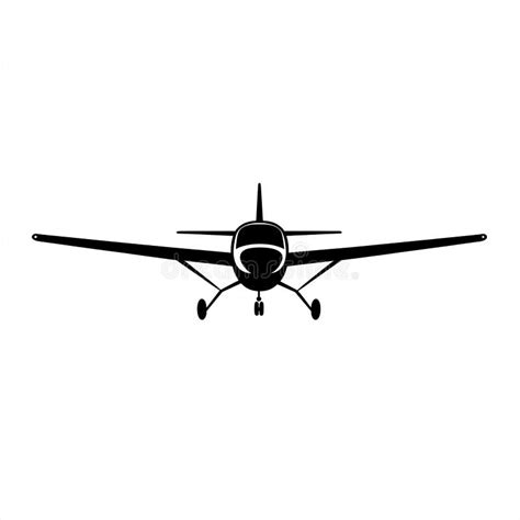 Cessna Airplane Silhouette Vector In Simple Flat Black On White Background Design Stock