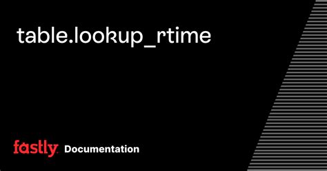Tablelookuprtime Fastly Developer Hub