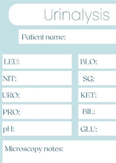 Printable Urinalysis Sheet Download Etsy