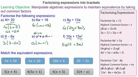 Factorising Expressions Into Brackets Youtube