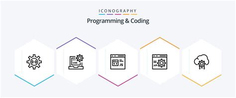 Programming And Coding 25 Line Icon Pack Including Develop Browser Develop Js Develop