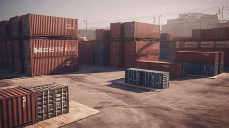 Premium Photo Container Yard Storage Import Export Generative Ai