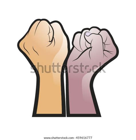 Raised Clenched Fists Outlinevector Drawing Stock Vector Royalty Free 459616777 Shutterstock