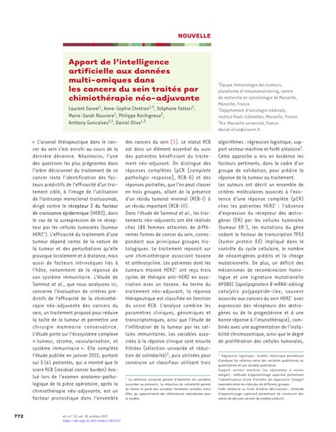 Pdf Artificial Intelligence Contribution To Multi Omic Data In The