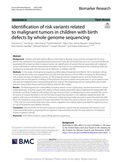 Pdf Identification Of Risk Variants Related To Malignant Tumors In
