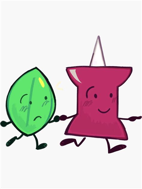 Pin And Leafy Running Bfdi Bfb Sticker For Sale By Scooterrat15 Redbubble