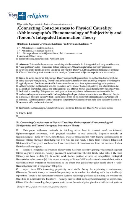 Doc Connecting Consciousness To Physical Causality Abhinavaguptas Phenomenology Of
