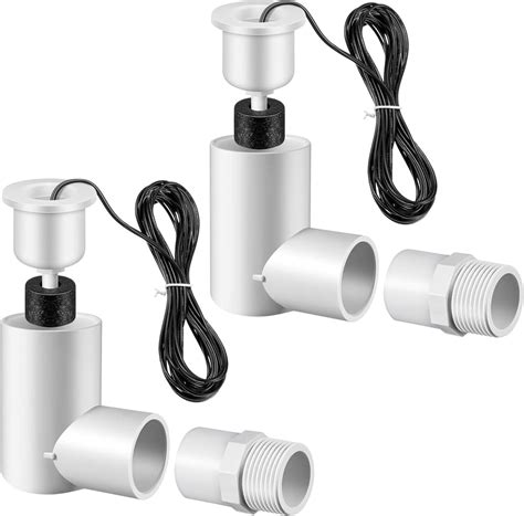 Feekoon 2 Pack SS2 Float Switch L Shape AC Float Switch With 34 Inch Adaptor And 6Ft Wire