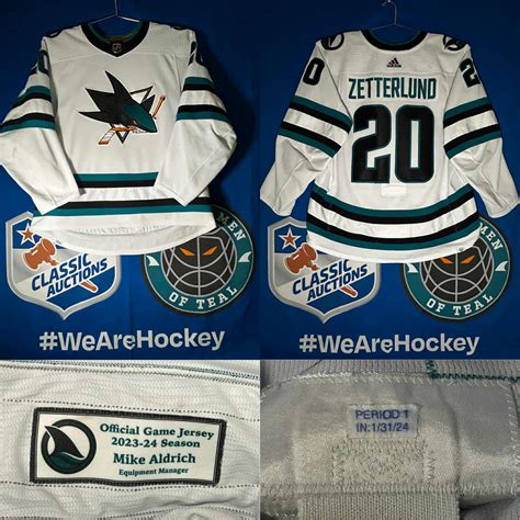 2023 2024 San Jose Sharks Game Worn Jersey 20 Fabian Zetterlund