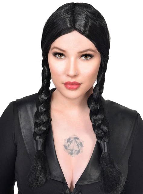 Womens Wednesday Wig Long Black Plaits Wednesday Addams Wig