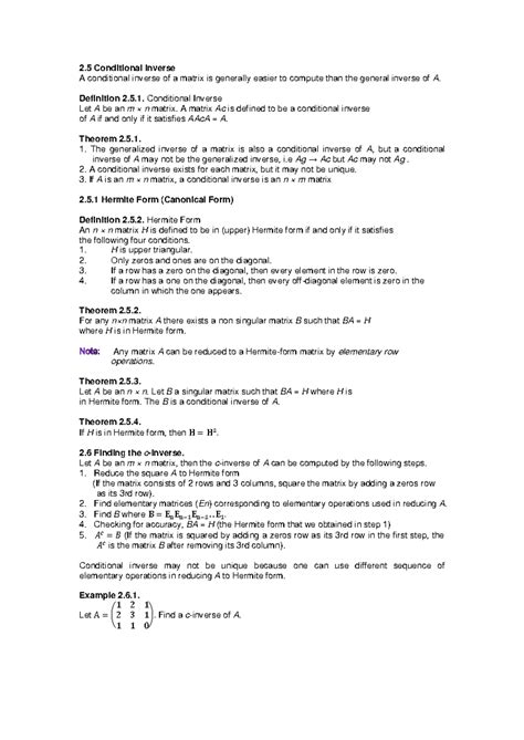 Conditional Inverse Definition 2 5 Conditional Inverse Let A Be An M