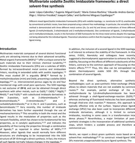 Multivariate Sodalite Zeolitic Imidazolate Frameworks A Direct Solvent