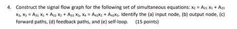 Solved Construct The Signal Flow Graph For The Following Chegg