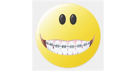 Braces Face Classic Round Sticker Zazzle