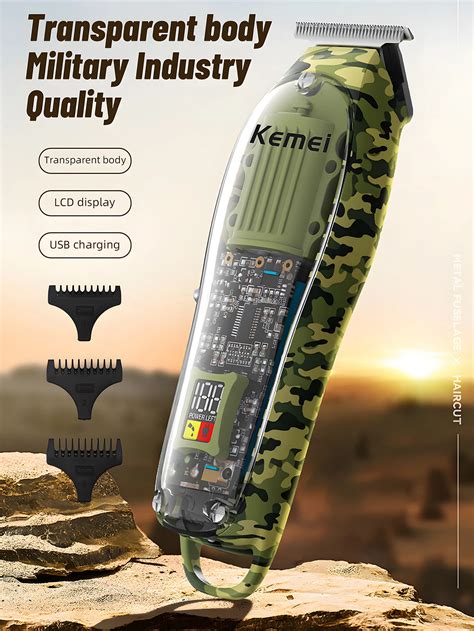 헤어클리퍼 프로바리깡 헤어트리머 Kemei 위장 전기 헤어 클리퍼 전문 조절식 무선 커팅 머신 충전식 티몬