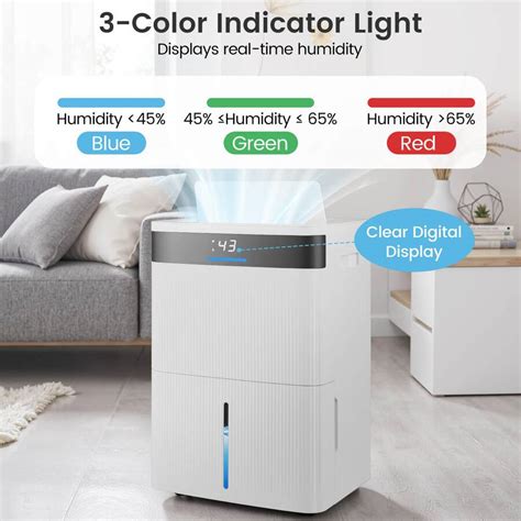Costway 74 Pints Dehumidifier With 3 Color Indicator For Home 4500 Sq