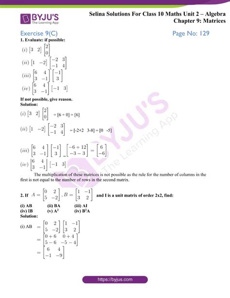 Selina Solutions Concise Mathematics Class 10 Chapter 9 Matrices Access