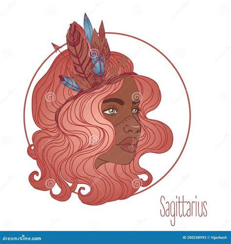 Illustration Of Sagittarius Astrological Sign As A Beautiful African