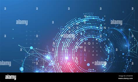 Halftone Science Background With Connecting Dots And Lines Digital Data Visualization Vector