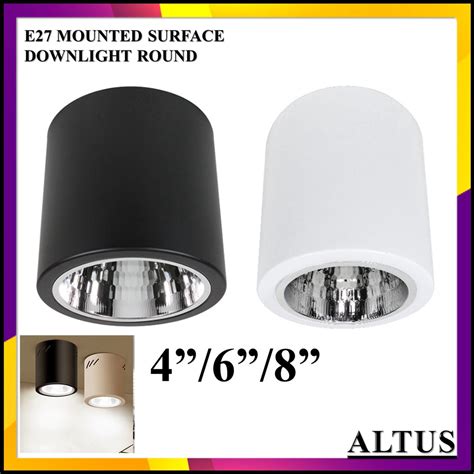 E27 Surface Mounted Down Light 4 6 8 Inches E27 Black White