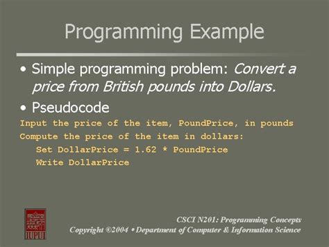 Introducing Programming Csci N 201 Programming Concepts Copyright