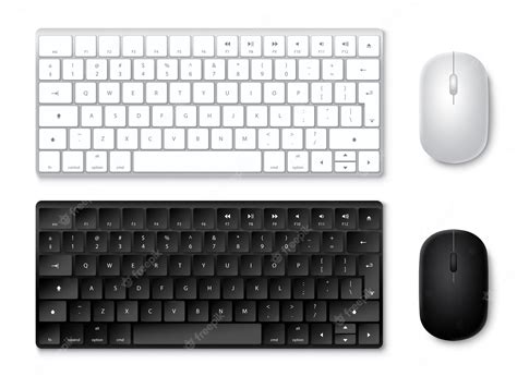Conjunto De Vectores De Teclado Y Mouse Teclados Y Mouse Realistas En 3d En Colores Blanco Y