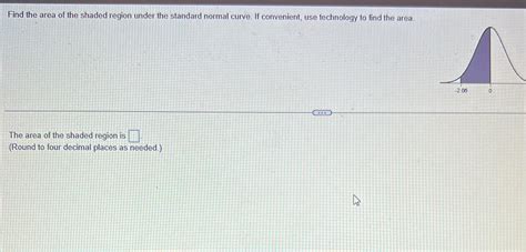 Solved Find The Area Of The Shaded Region Under The Standard Normal