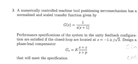 Solved 3 A Numerically Controlled Machine Tool Positioning