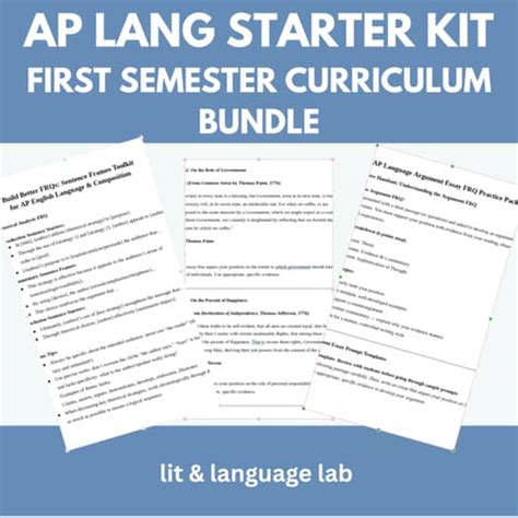 Ap Lang Starter Kit First Semester Curriculum Pack Frqs Mcqs Projects