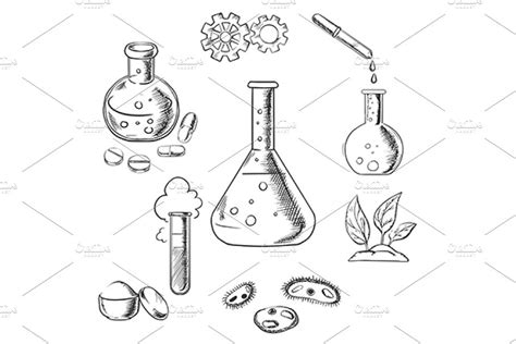 Science Or Laboratory Sketches Pre Designed Vector Graphics