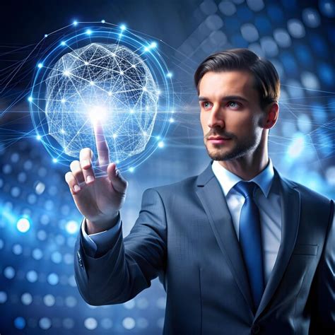 Finger A Businessman Touching Screen Working Premium Ai Generated Image