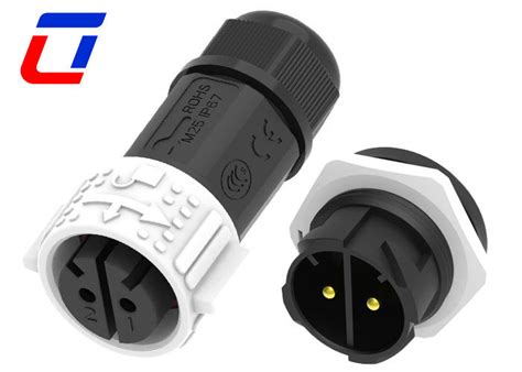 White Color 2 Pin Female Waterproof Connector Ip67 Male Panel Mount