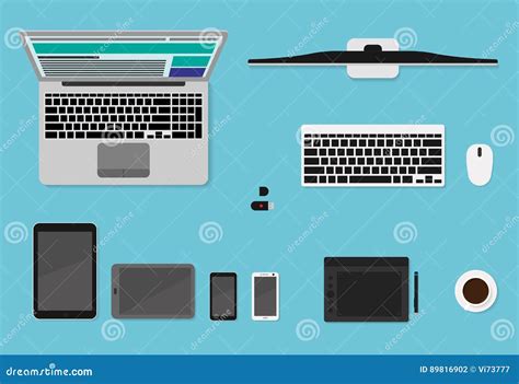 Webvector Top View Flat Devices Laptops Tablets Smartphones And Desktop Set For Banners