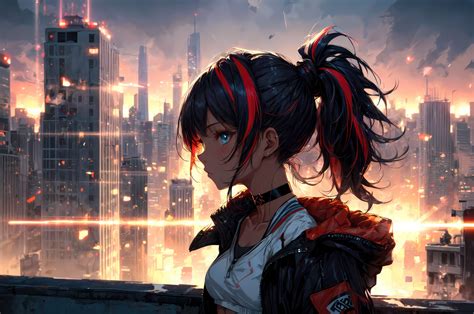 2560x1440 Ai Anime Girl In Big City 1440p Resolution Hd 4k Wallpapers