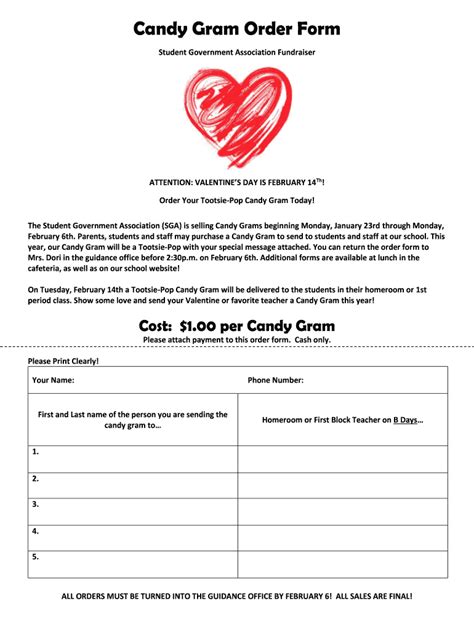 Candy Gram Order Form Fill Out And Sign Online Dochub