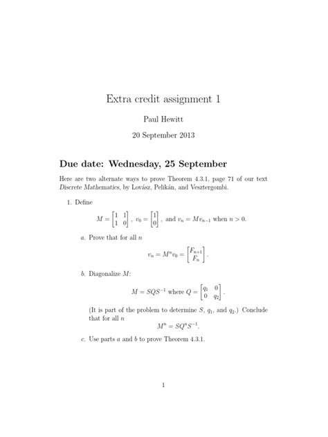 Extra Credit Assignment 1 Pdf
