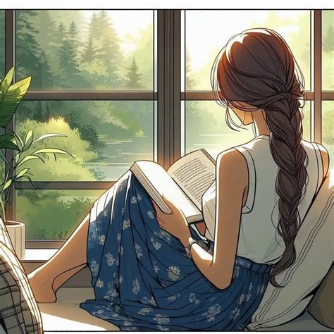 Girl Reading Book Drawing