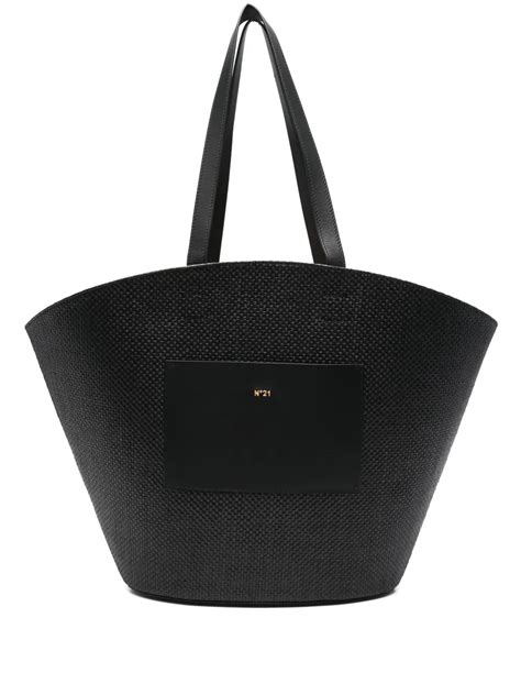 Nº21 Panier Raffia Tote Bag Black Farfetch Uk