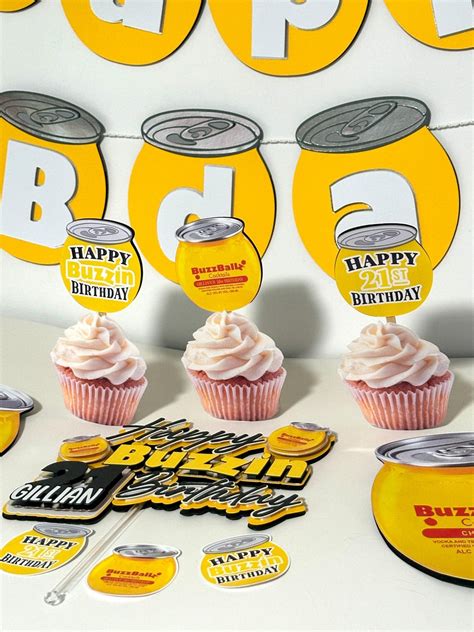 Buzzballz Birthday Party Decor Cake Topper Banner Cupcake Toppers Etsy