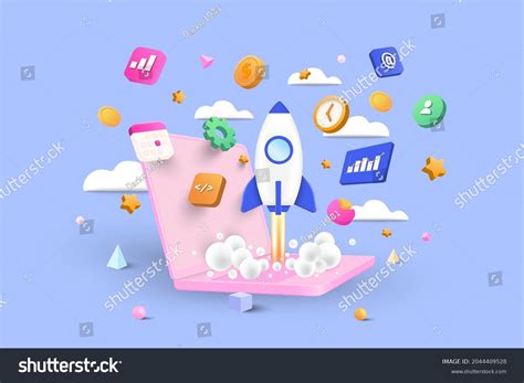 Startup Concept Software Web Development 3d Stock Vector Royalty Free