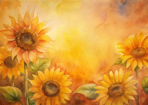Premium Vector Watercolor Background Featuring A Sunflower
