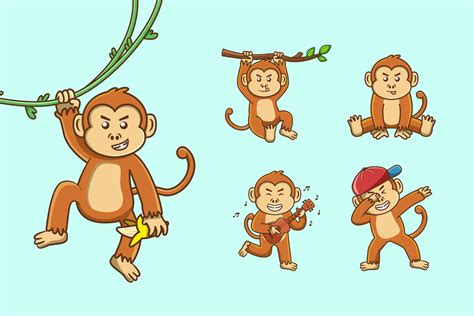 Set Of Cool Monkey Graphic By Saptastore · Creative Fabrica