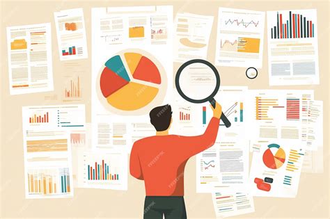 Data Analysis Magnifying Glass Illustration Premium Ai Generated Vector
